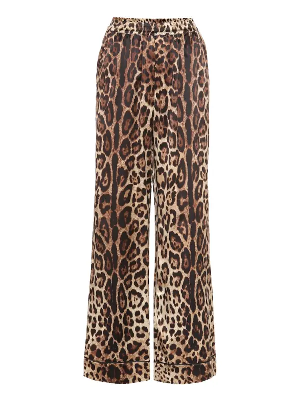 Dolce & Gabbana Leopard-print Silk Pants - Beige
