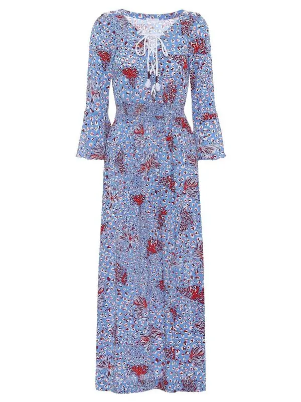 Poupette St Barth Lucy Printed Midi Dress - Blue