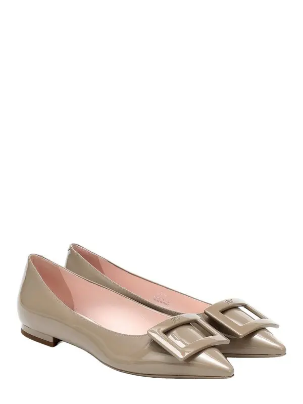 ROGER VIVIER Gommettine Ball Leather Ballet Flats In Sunset - Beige