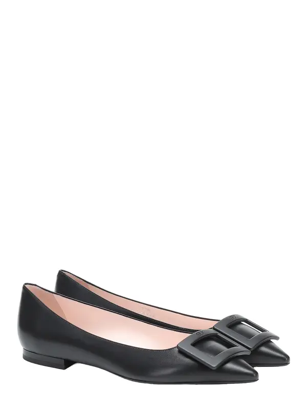 ROGER VIVIER Gommettine Ball Leather Ballet Flats - Black