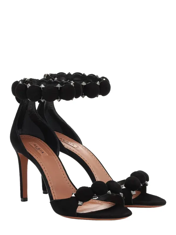 Alaïa La Bombe 90 Suede Sandals - Black