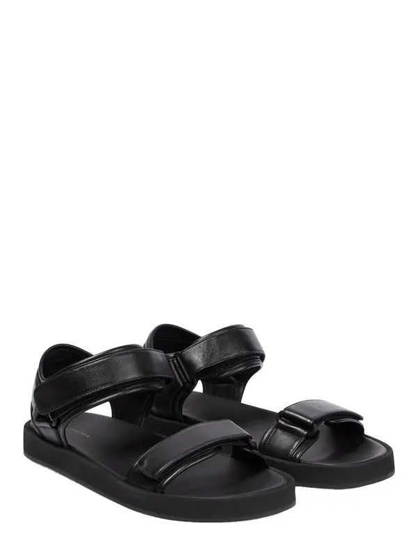 THE ROW Hook And Loop Leather Sandals - Black