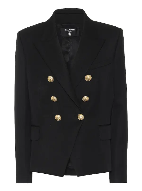Balmain Double-breasted Wool Blazer - Black