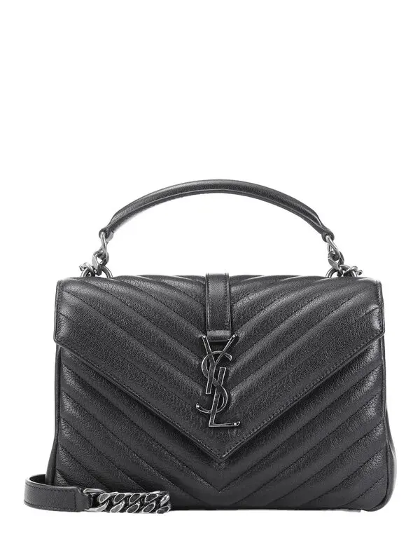 Saint Laurent Collège Medium Leather Shoulder Bag - Black