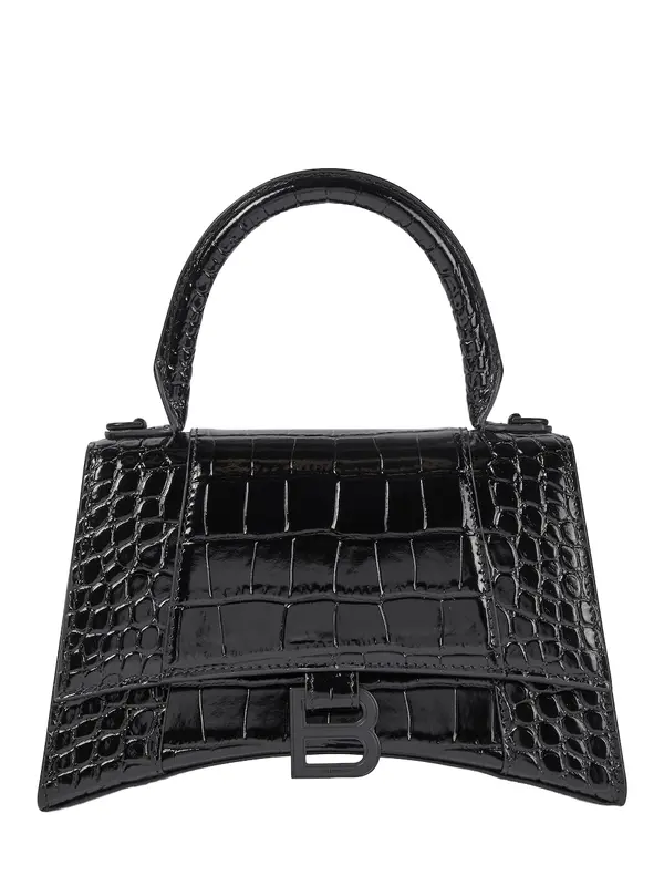Balenciaga Hourglass Small Leather Shoulder Bag - Black