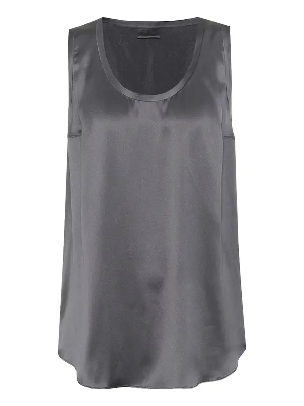 Brunello Cucinelli Stretch Silk-satin Tank Top - Grey