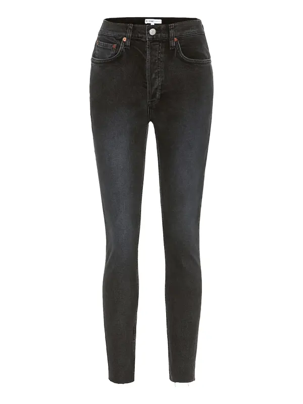 RE/DONE High-rise Ankle Crop Skinny Jeans - Black