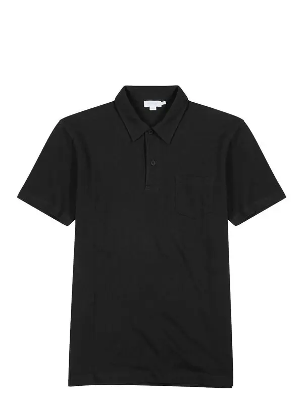 Sunspel Riviera Cotton-mesh Polo Shirt - Black