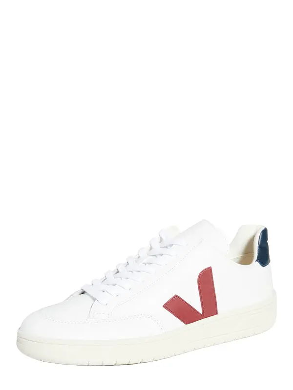 VEJA V-12 Leather Sneakers - Extra White/marsala/nautico