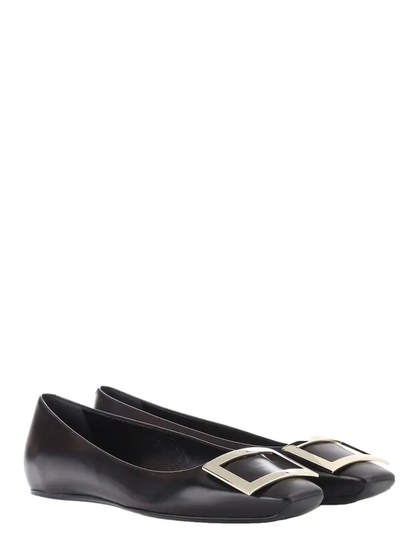 ROGER VIVIER Belle Vivier Leather Ballet Flats - Black