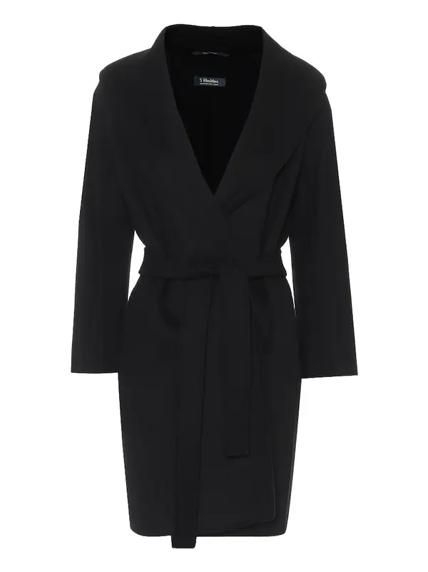 Max Mara Messi Belted Virgin Wool Coat - Black