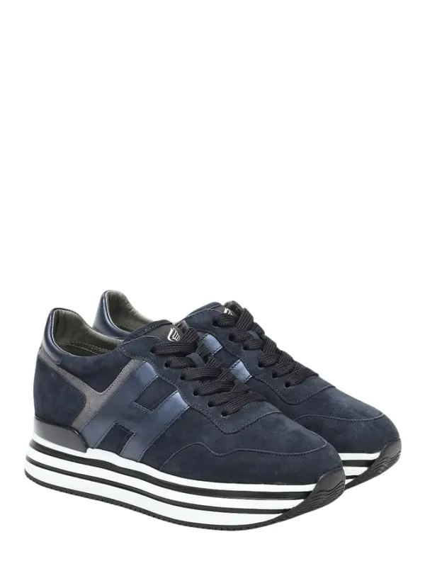 Hogan Midi Leather Platform Sneakers - Blue