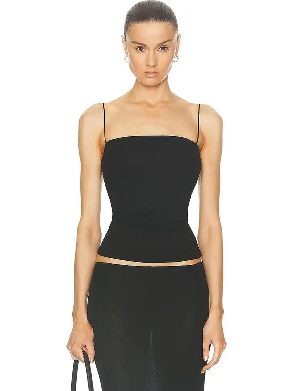 Enza Costa Supima Cotton Essential Strappy Tank Top - Black