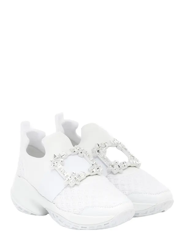 ROGER VIVIER Viv' Run Embellished Sneakers - White