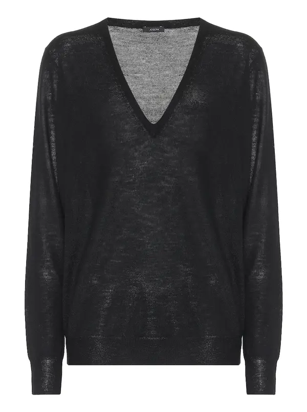 JOSEPH Cashair Cashmere V-neck Sweater - Black