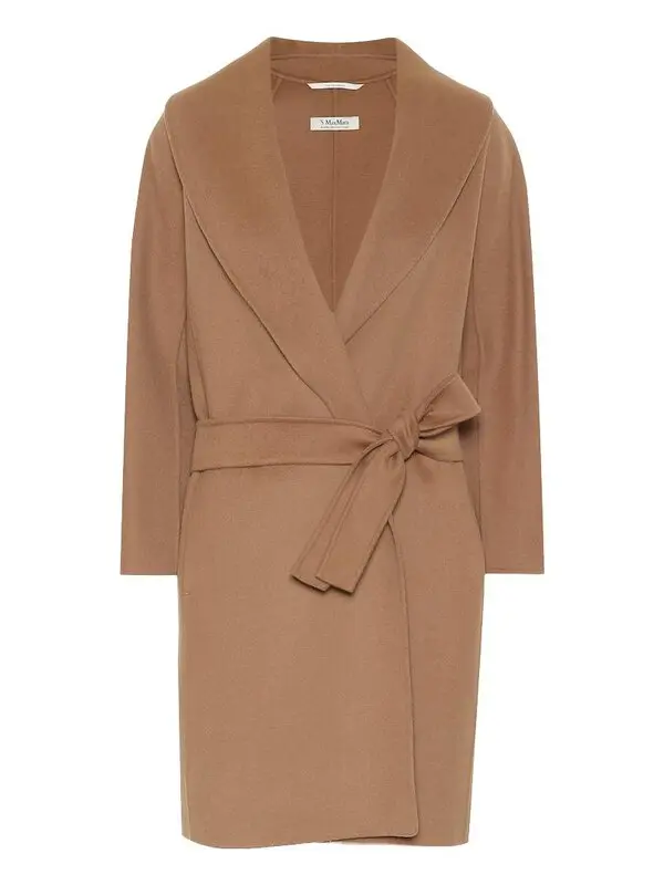 Max Mara Messi Belted Virgin Wool Coat - Beige
