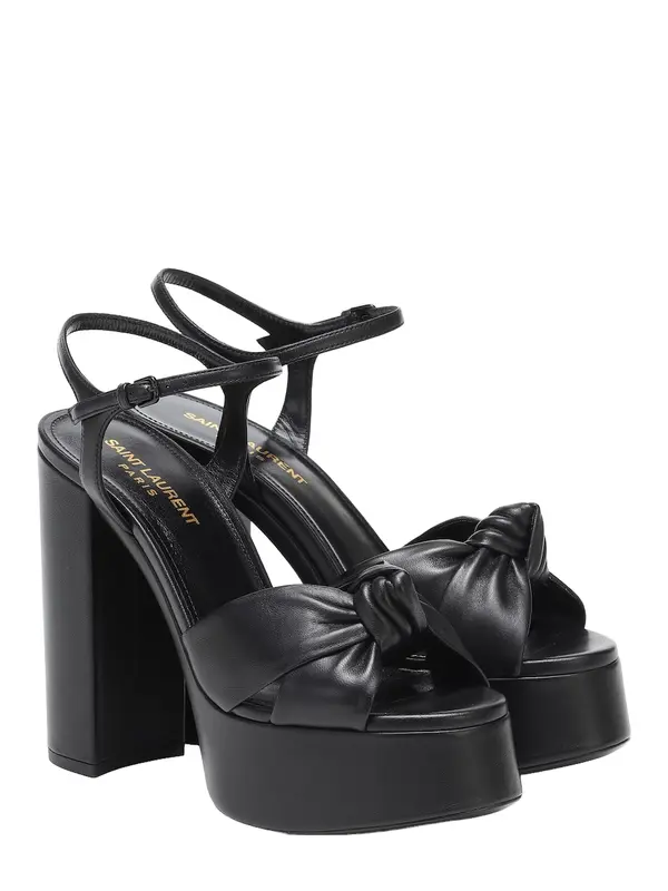 Saint Laurent Bianca 125 Leather Platform Sandals - Black