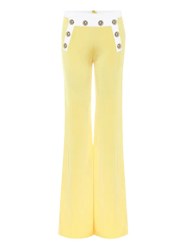 Balmain High-rise Knit Flared Pants - Yellow