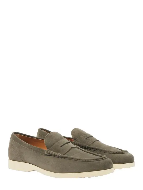 TOD'S Suede Penny Loafers - Grey