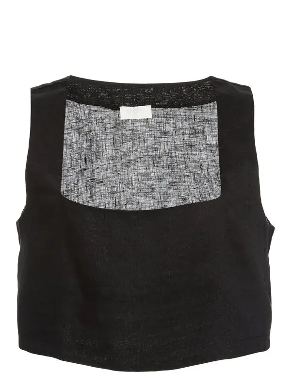 Posse Alice Linen Crop Top - Black