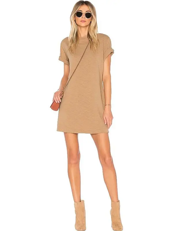 Cotton Citizen Tokyo Short Sleeve Mini Dress - Dark Tan