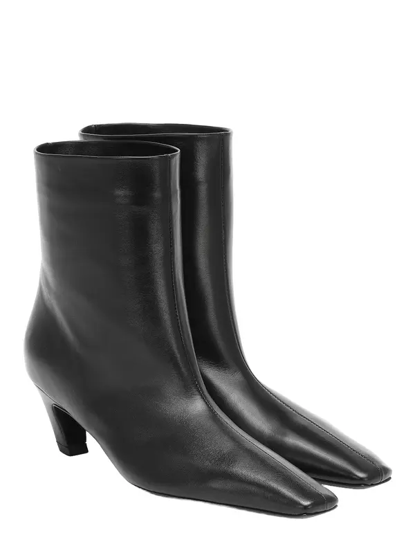 Khaite Arizona Leather Ankle Boots - Black