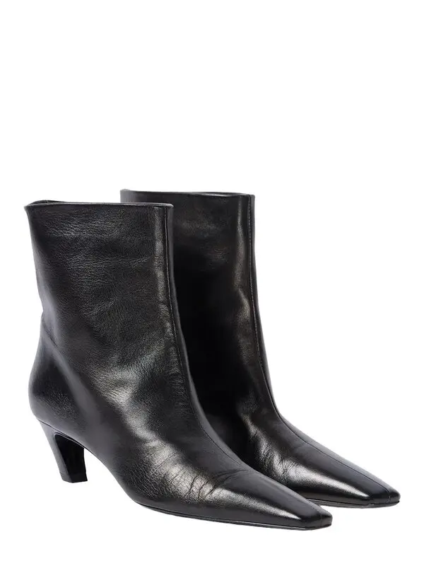 Khaite Arizona Leather Ankle Boots - Black