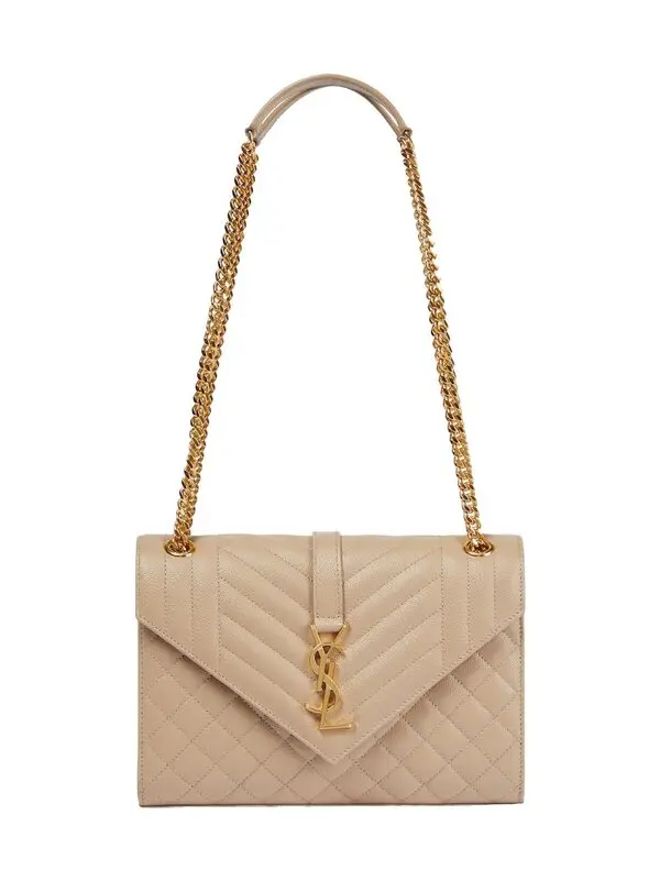 Saint Laurent Envelope Medium Shoulder Bag - Beige