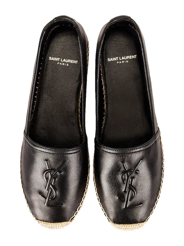 Saint Laurent Logo Flat Espadrille - Black