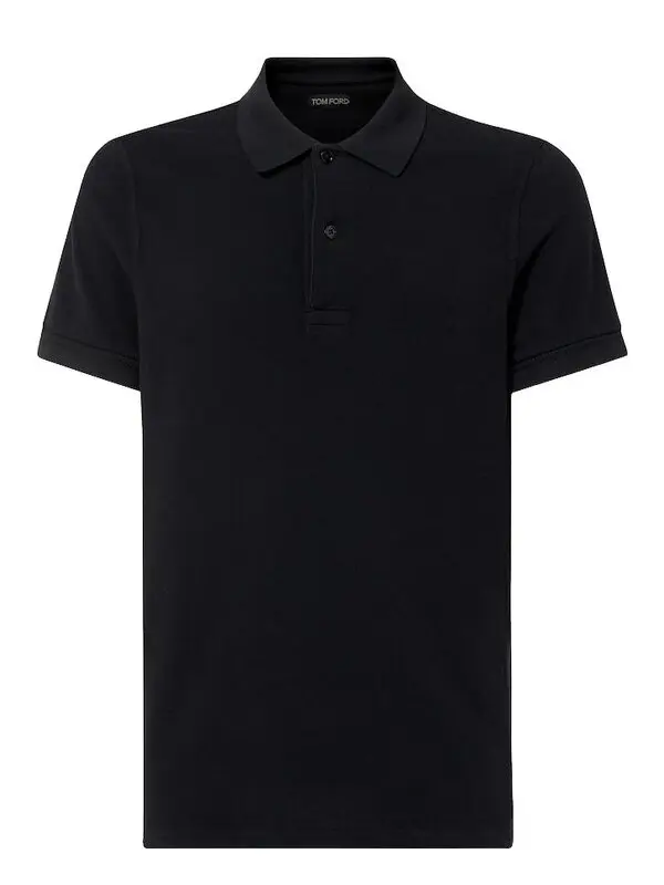 TOM FORD Short-sleeved Cotton Polo Shirt - Black