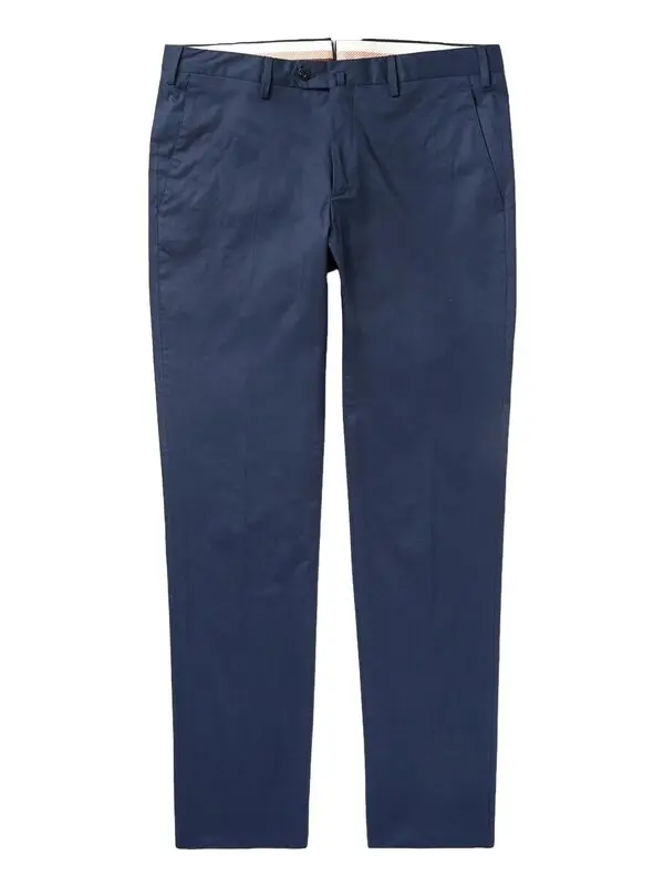 Loro Piana Navy Slim-fit Stretch-cotton Twill Trousers - Blue