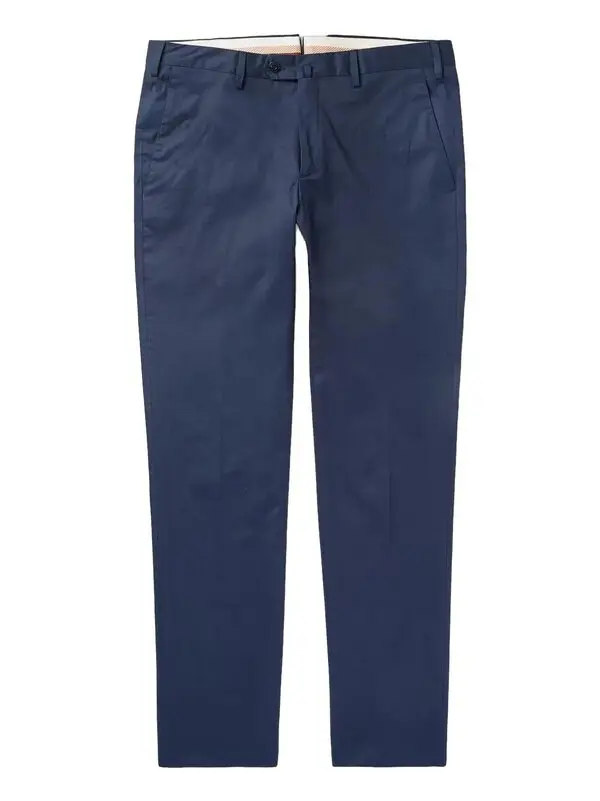 Loro Piana Navy Slim-fit Stretch-cotton Twill Trousers - Blue