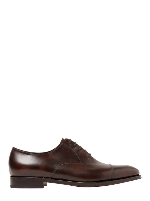 John Lobb City Ii Burnished-leather Oxford Shoes - Brown