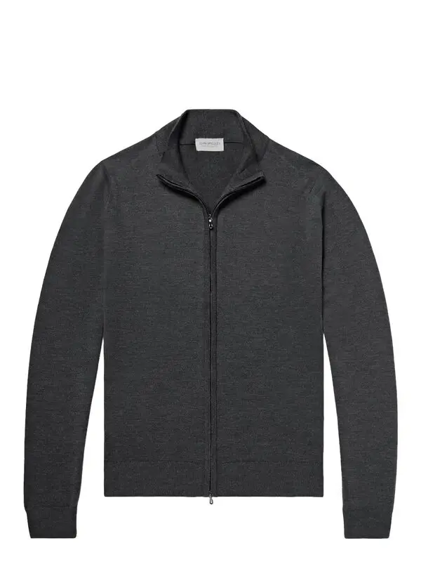 John Smedley Claygate Merino Wool Cardigan - Gray