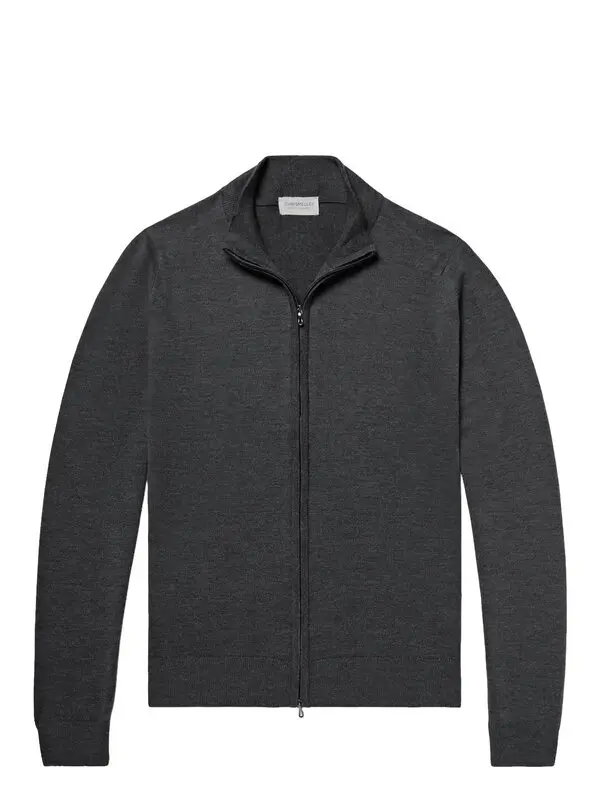 John Smedley Claygate Merino Wool Cardigan - Gray