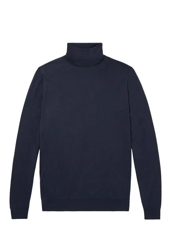 John Smedley Cherwell Merino Wool Rollneck Sweater - Blue