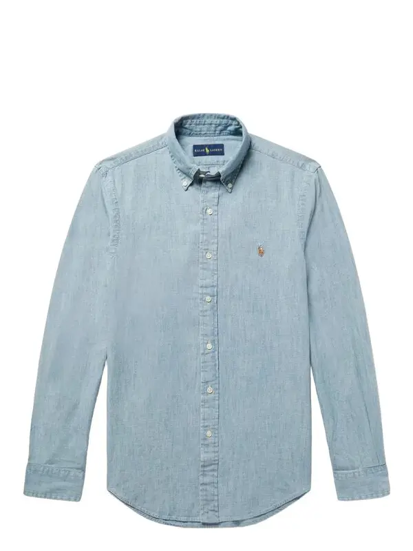 Polo Ralph Lauren Slim-fit Washed Cotton-chambray Shirt - Blue