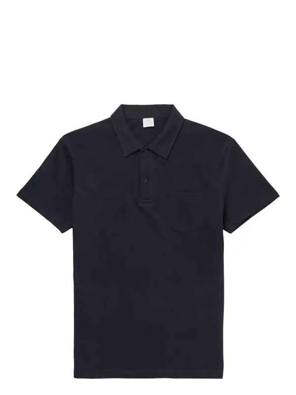 Sunspel Riviera Slim-fit Cotton-mesh Polo Shirt - Blue
