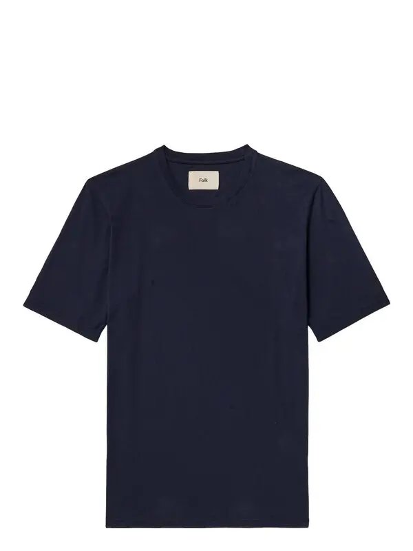 Folk Assembly Cotton-jersey T-shirt - Blue
