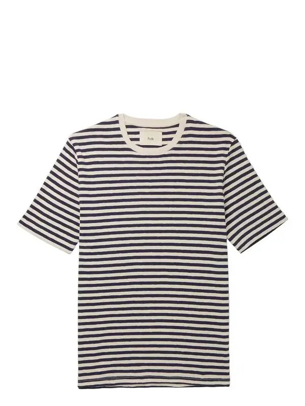 Folk Striped Slub Cotton-jersey T-shirt - Neutrals