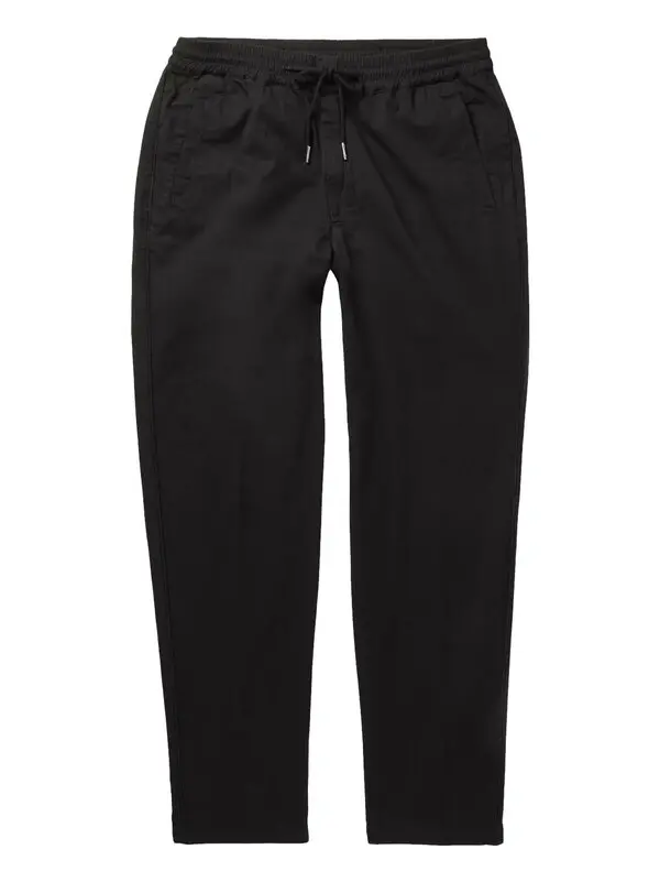 Folk Tapered Cotton-twill Drawstring Trousers - Black