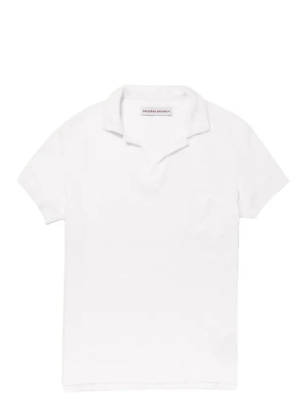 Orlebar Brown Slim-fit Camp-collar Cotton-terry Polo Shirt - White