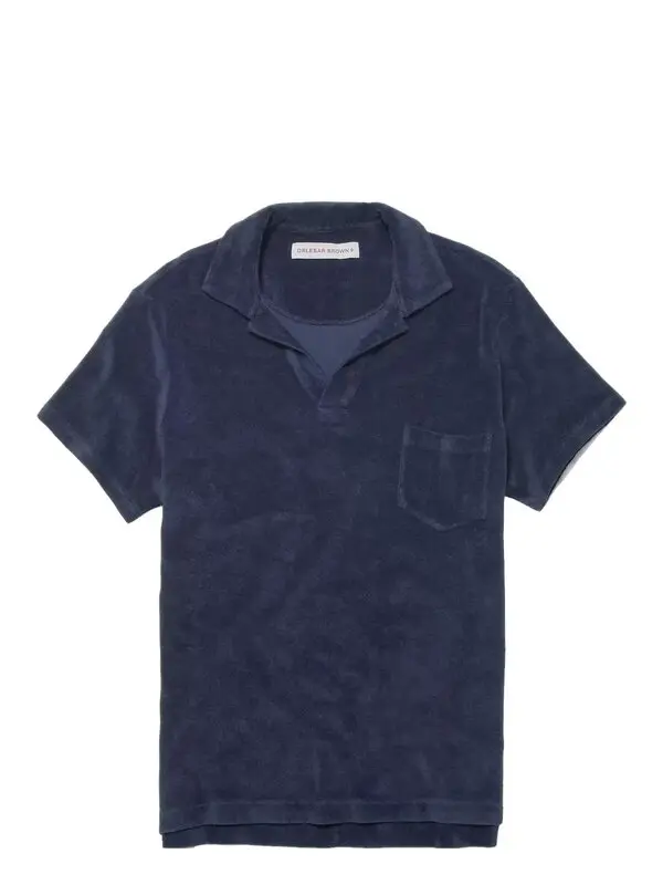 Orlebar Brown Slim-fit Camp-collar Cotton-terry Polo Shirt - Blue