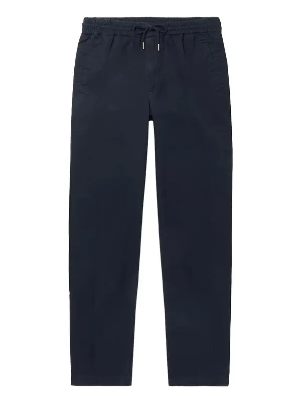 Folk Tapered Cotton-twill Drawstring Trousers - Blue