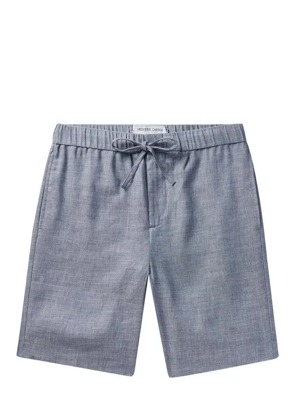 Frescobol Carioca Felipe Slim-fit Linen And Cotton-blend Short - Blue