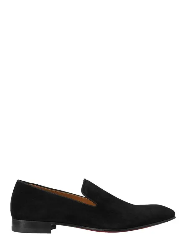 CHRISTIAN LOUBOUTIN Dandelion Grosgrain-trimmed Suede Loafers - Black