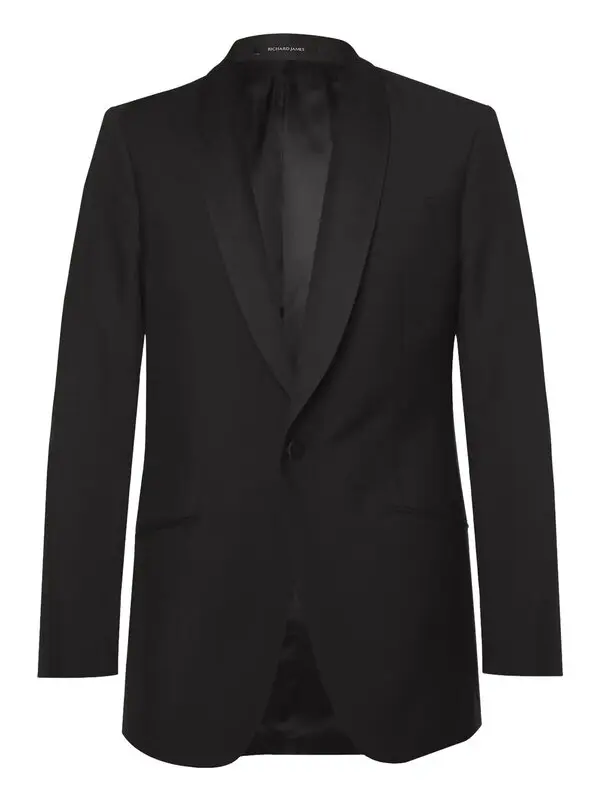 Richard James Slim-fit Wool And Mohair-blend Tuxedo Jacket - Black
