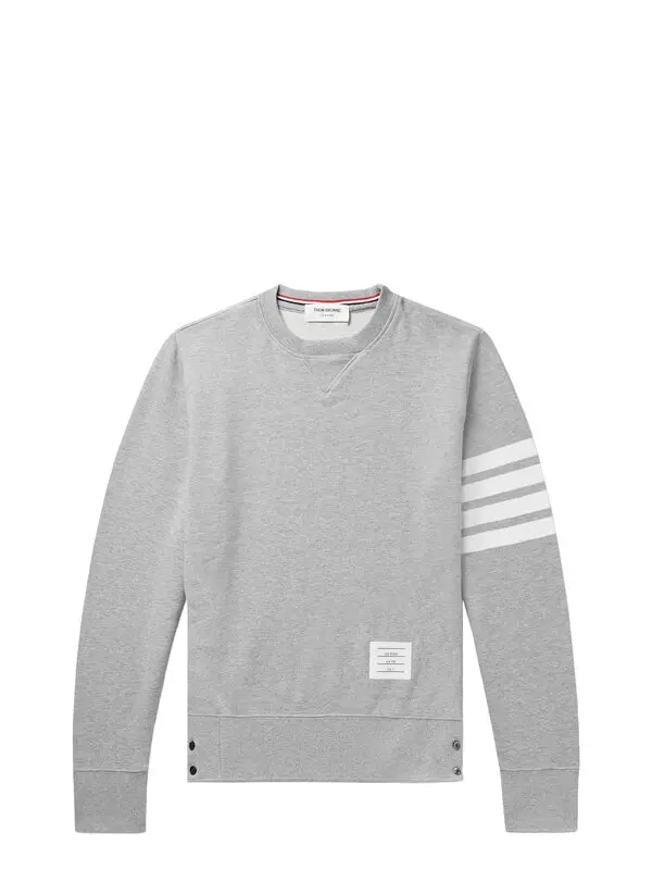Thom Browne Slim-fit Striped Loopback Cotton-jersey Sweatshirt - Gray