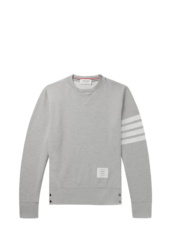 Thom Browne Slim-fit Striped Loopback Cotton-jersey Sweatshirt - Gray