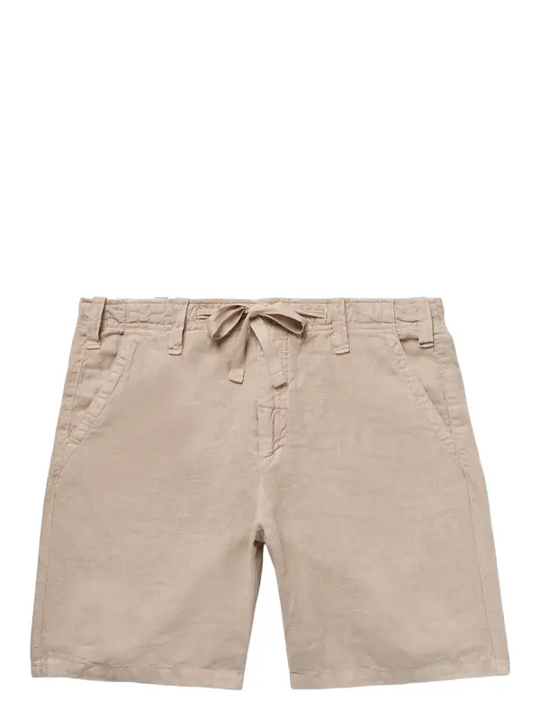 Hartford Slim-fit Linen-chambray Drawstring Shorts - Neutrals